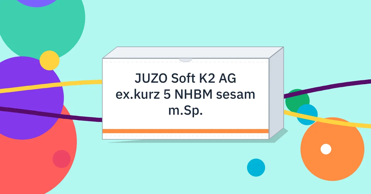 Symbolbild: Packung mit der Aufschrift JUZO Soft K2 AG ex.kurz 5 NHBM sesam m.Sp. (PZN 15022800) – Verfügbarkeit und Bezug in Apotheken in Frankfurt am Main