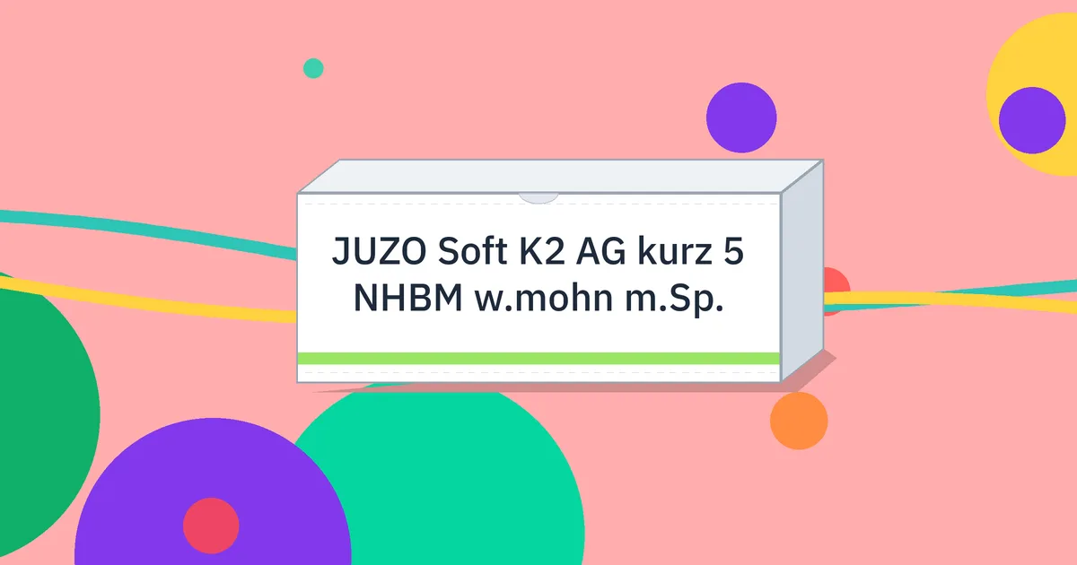 Symbolbild: Packung mit der Aufschrift JUZO Soft K2 AG kurz 5 NHBM w.mohn m.Sp. (PZN 15020770) – Verfügbarkeit und Bezug in Apotheken in Frankfurt am Main