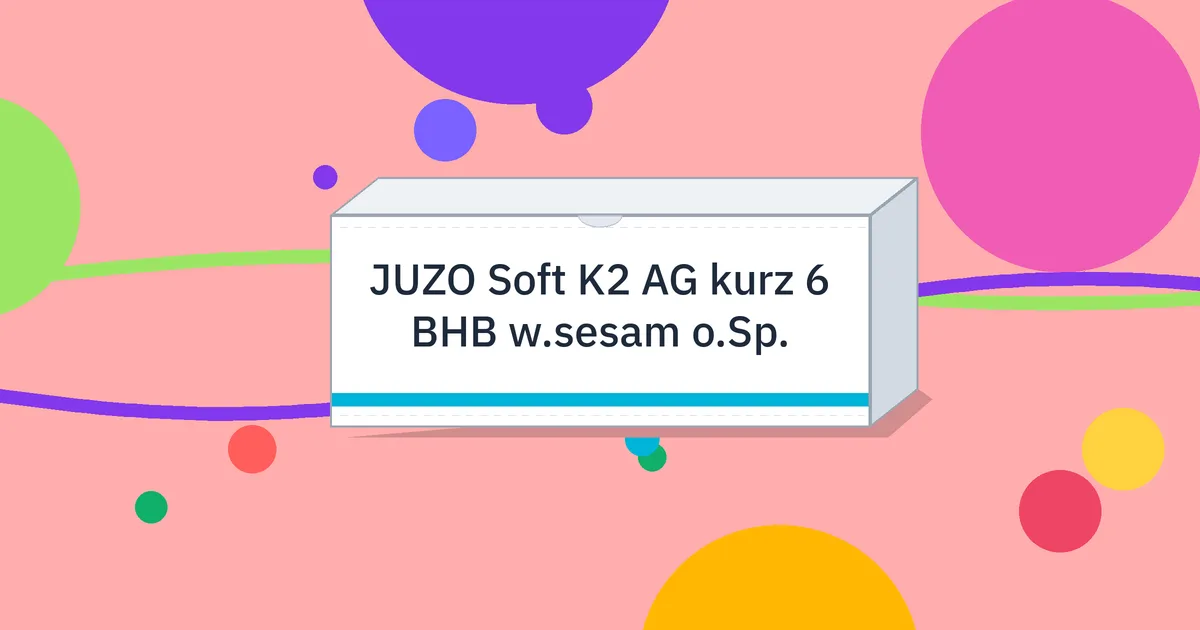 Symbolbild: Packung mit der Aufschrift JUZO Soft K2 AG kurz 6 BHB w.sesam o.Sp. (PZN 14842725) – Verfügbarkeit und Bezug in Apotheken in Frankfurt am Main