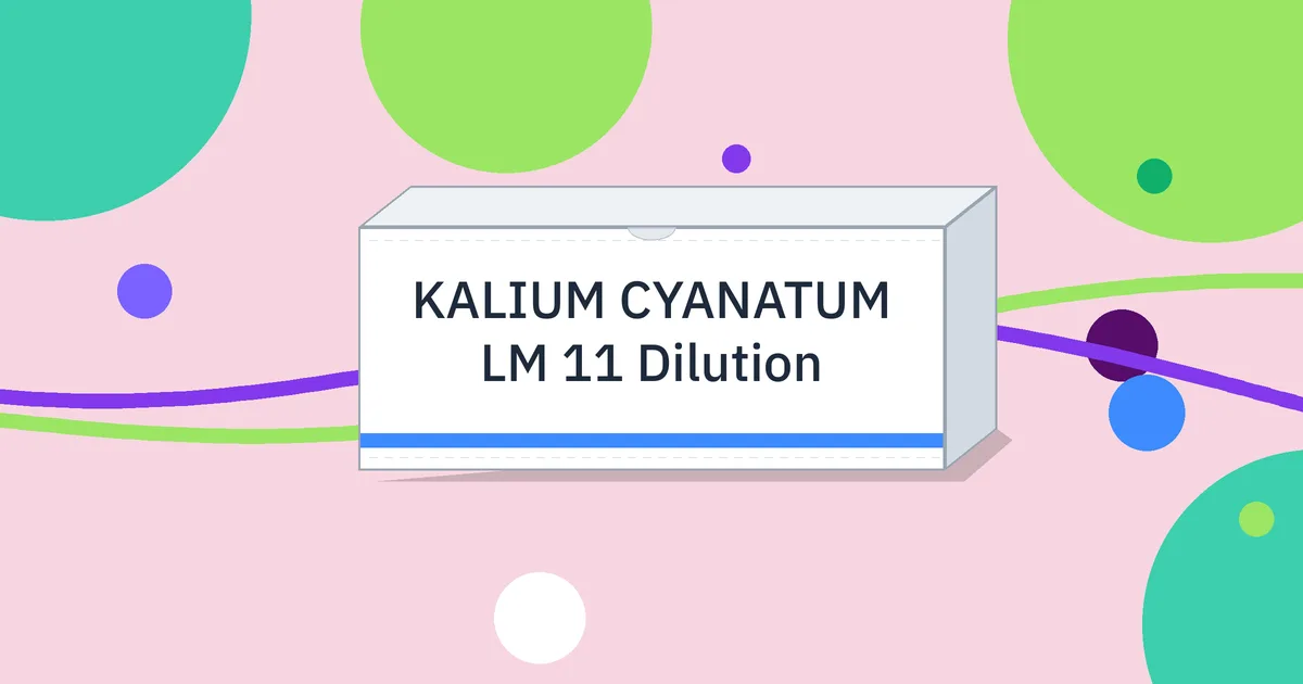 Symbolbild: Packung mit der Aufschrift KALIUM CYANATUM LM 11 Dilution (PZN 12920585) – Verfügbarkeit und Bezug in Apotheken in Frankfurt am Main