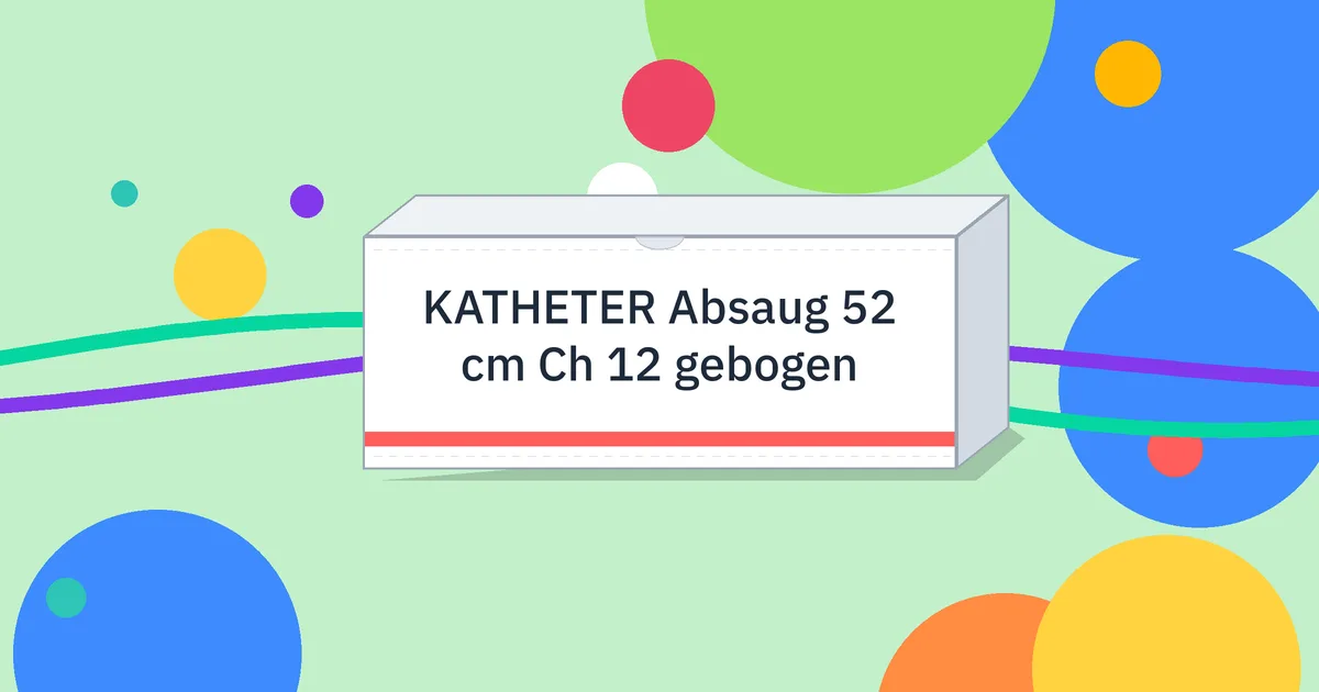 Symbolbild: Packung mit der Aufschrift KATHETER Absaug 52 cm Ch 12 gebogen (PZN 03200745) – Verfügbarkeit und Bezug in Apotheken in Frankfurt am Main