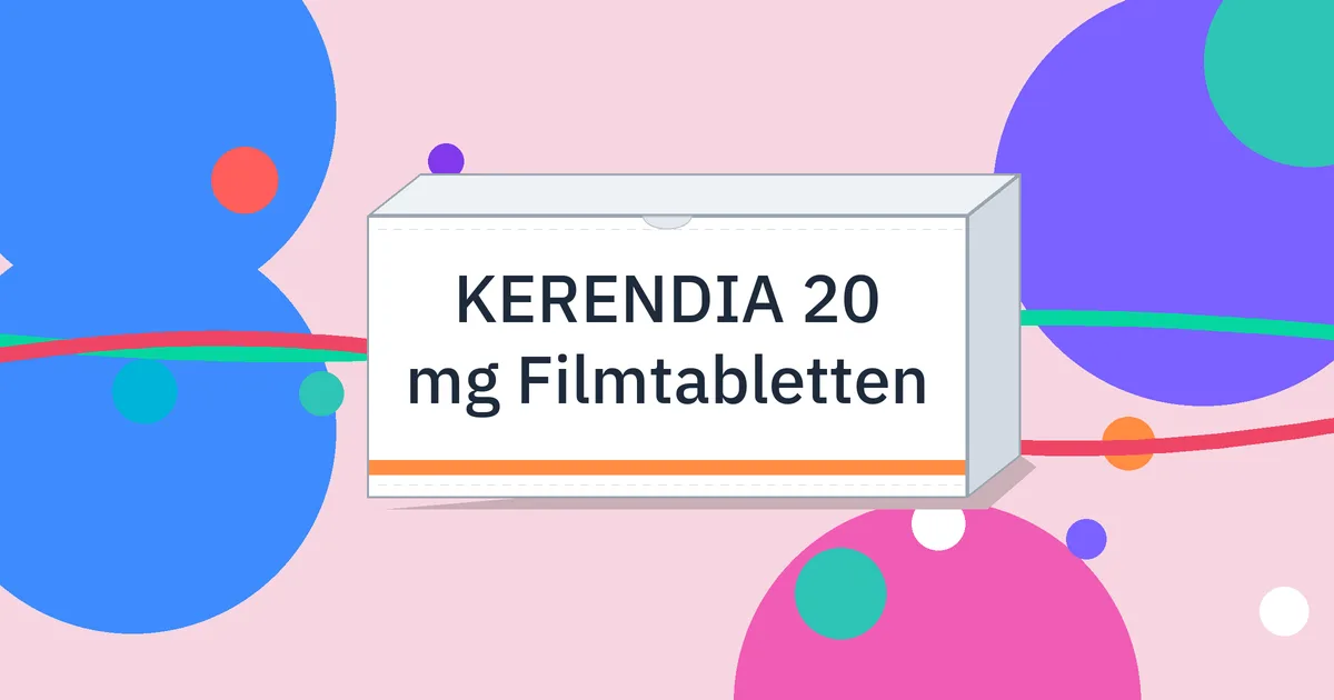 Symbolbild: Packung mit der Aufschrift KERENDIA 20 mg Filmtabletten (PZN 16807383) – Verfügbarkeit und Bezug in Apotheken in Frankfurt am Main