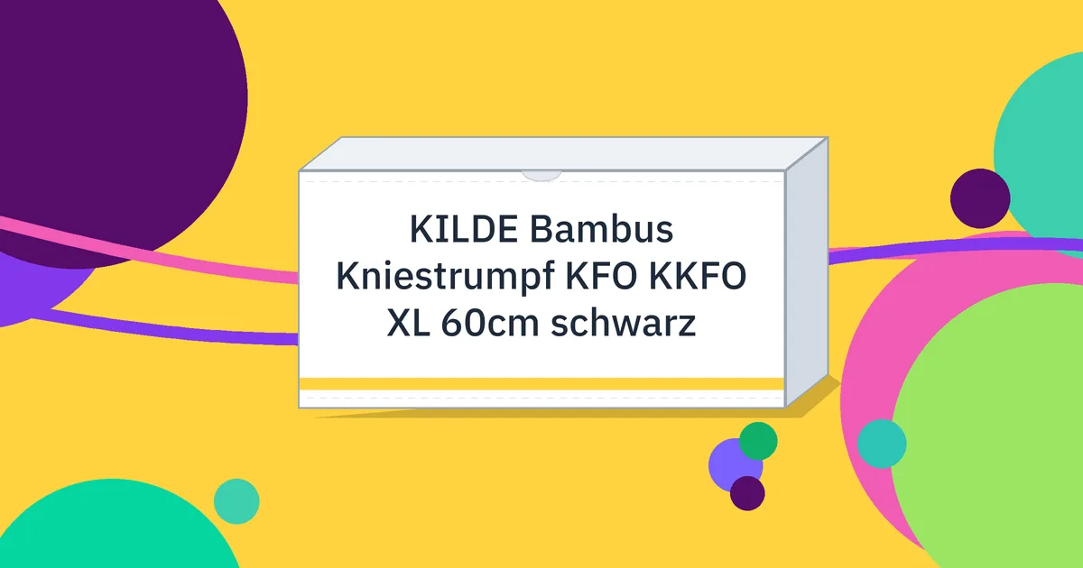 Symbolbild: Packung mit der Aufschrift KILDE Bambus Kniestrumpf KFO KKFO XL 60cm schwarz (PZN 20798649) – Verfügbarkeit und Bezug in Apotheken in Frankfurt am Main