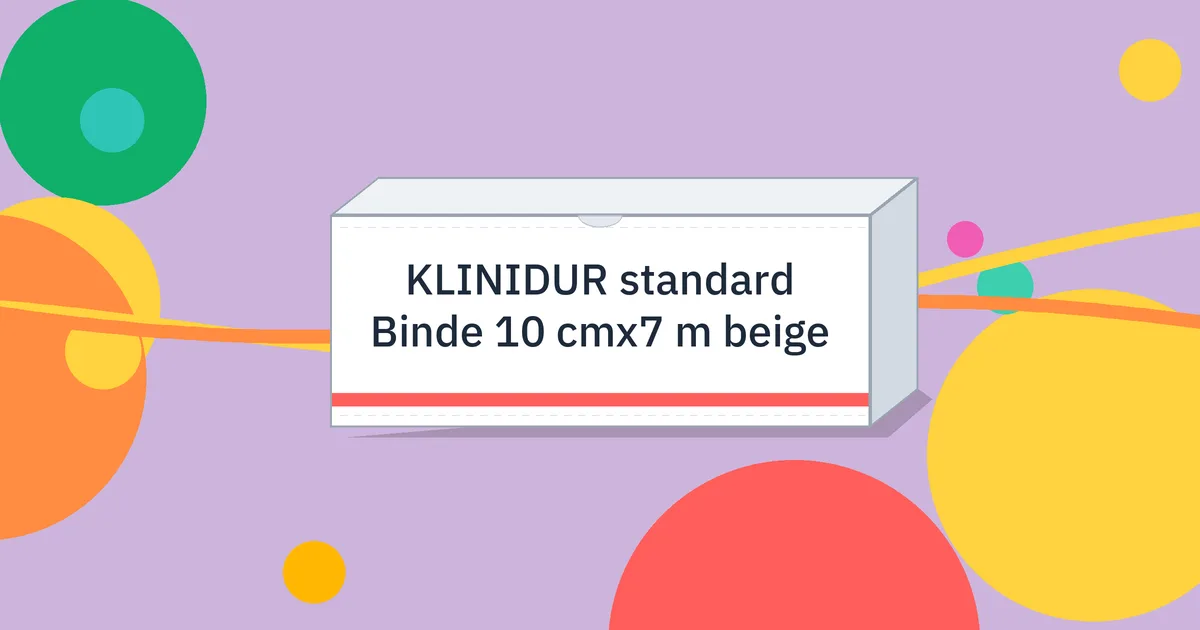 Symbolbild: Packung mit der Aufschrift KLINIDUR standard Binde 10 cmx7 m beige (PZN 19885656) – Verfügbarkeit und Bezug in Apotheken in Frankfurt am Main
