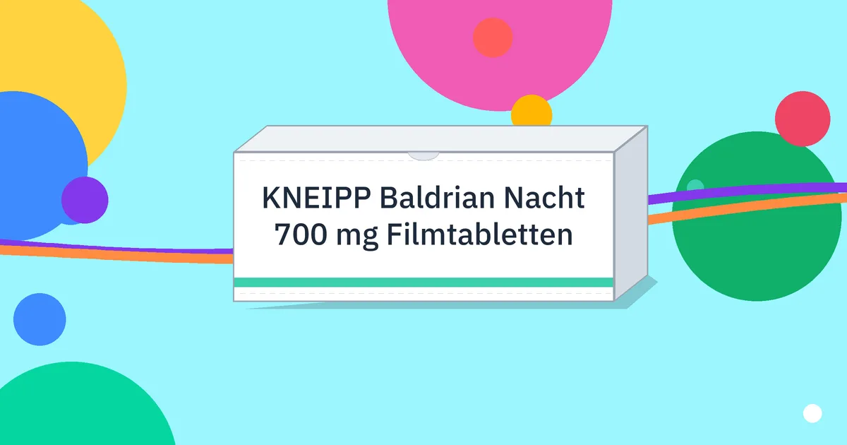Symbolbild: Packung mit der Aufschrift KNEIPP Baldrian Nacht 700 mg Filmtabletten (PZN 18130677) – Verfügbarkeit und Bezug in Apotheken in Frankfurt am Main
