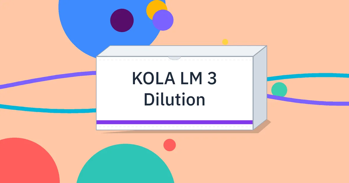 Symbolbild: Packung mit der Aufschrift KOLA LM 3 Dilution (PZN 13519318) – Verfügbarkeit und Bezug in Apotheken in Frankfurt am Main