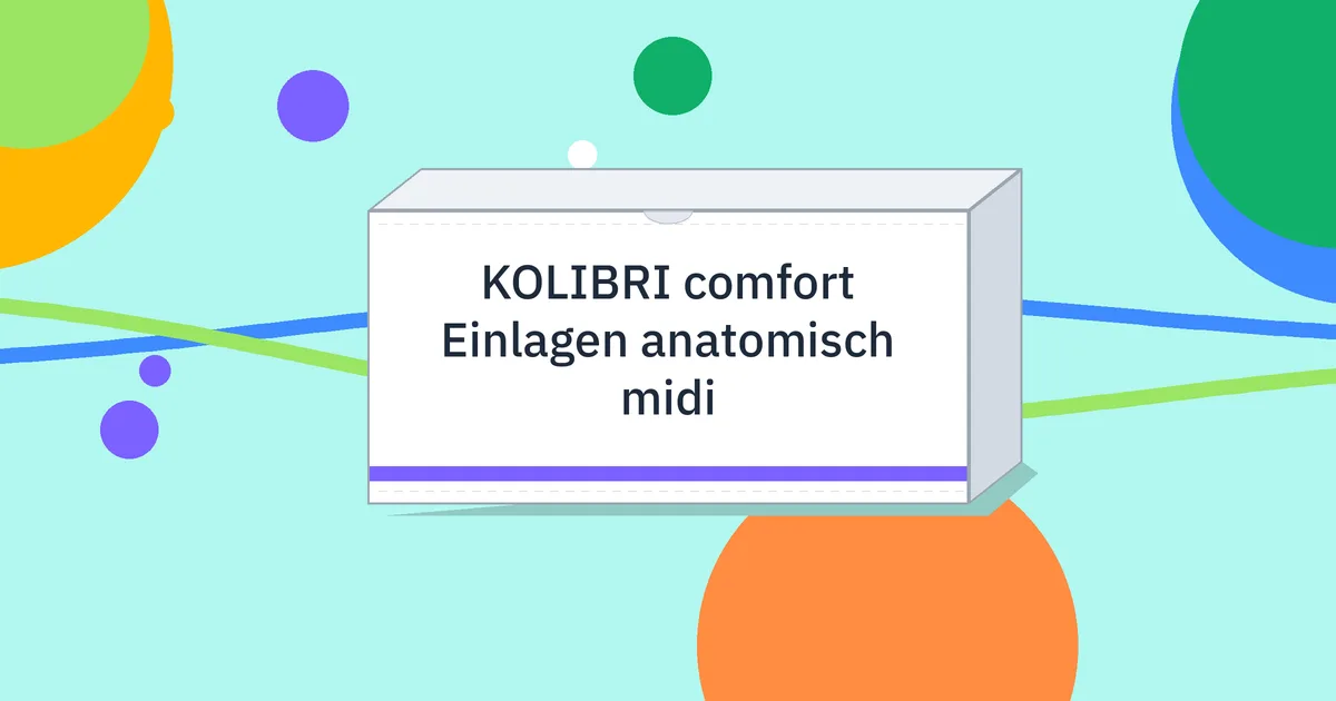 Symbolbild: Packung mit der Aufschrift KOLIBRI comfort Einlagen anatomisch midi (PZN 11601406) – Verfügbarkeit und Bezug in Apotheken in Frankfurt am Main