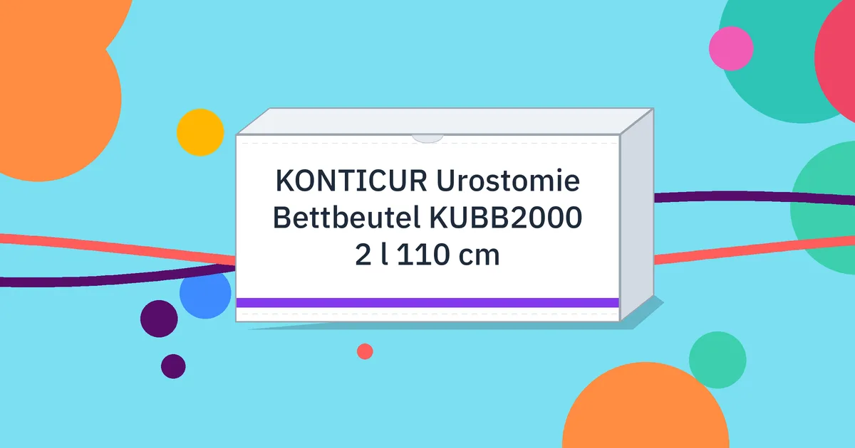 Symbolbild: Packung mit der Aufschrift KONTICUR Urostomie Bettbeutel KUBB2000 2 l 110 cm (PZN 18095774) – Verfügbarkeit und Bezug in Apotheken in Frankfurt am Main
