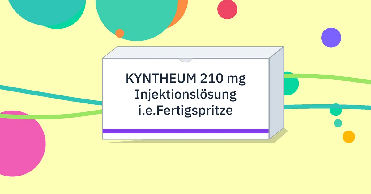 Symbolbild: Packung mit der Aufschrift KYNTHEUM 210 mg Injektionslösung i.e.Fertigspritze (PZN 19486040) – Verfügbarkeit und Bezug in Apotheken in Frankfurt am Main