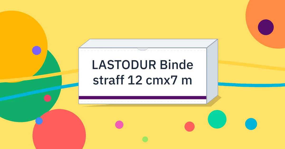 Symbolbild: Packung mit der Aufschrift LASTODUR Binde straff 12 cmx7 m (PZN 13744475) – Verfügbarkeit und Bezug in Apotheken in Frankfurt am Main