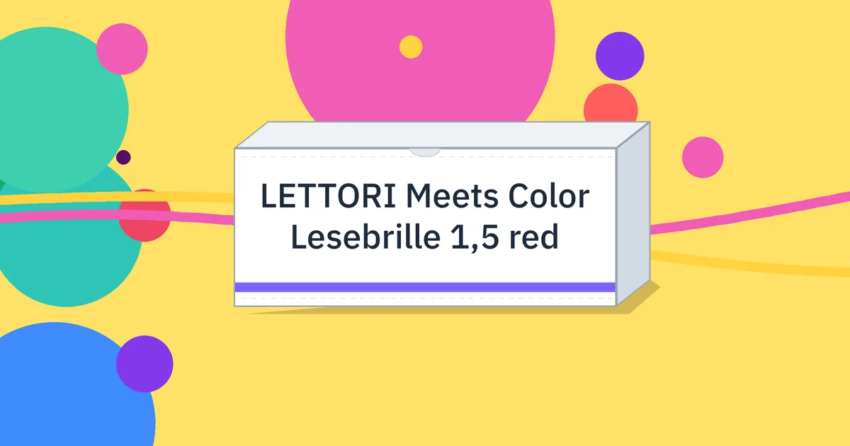 Symbolbild: Packung mit der Aufschrift LETTORI Meets Color Lesebrille 1,5 red (PZN 11142105) – Verfügbarkeit und Bezug in Apotheken in Frankfurt am Main