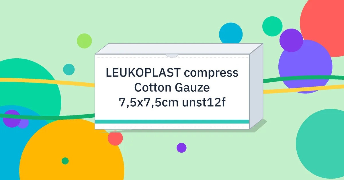 Symbolbild: Packung mit der Aufschrift LEUKOPLAST compress Cotton Gauze 7,5x7,5cm unst12f (PZN 17207366) – Verfügbarkeit und Bezug in Apotheken in Frankfurt am Main