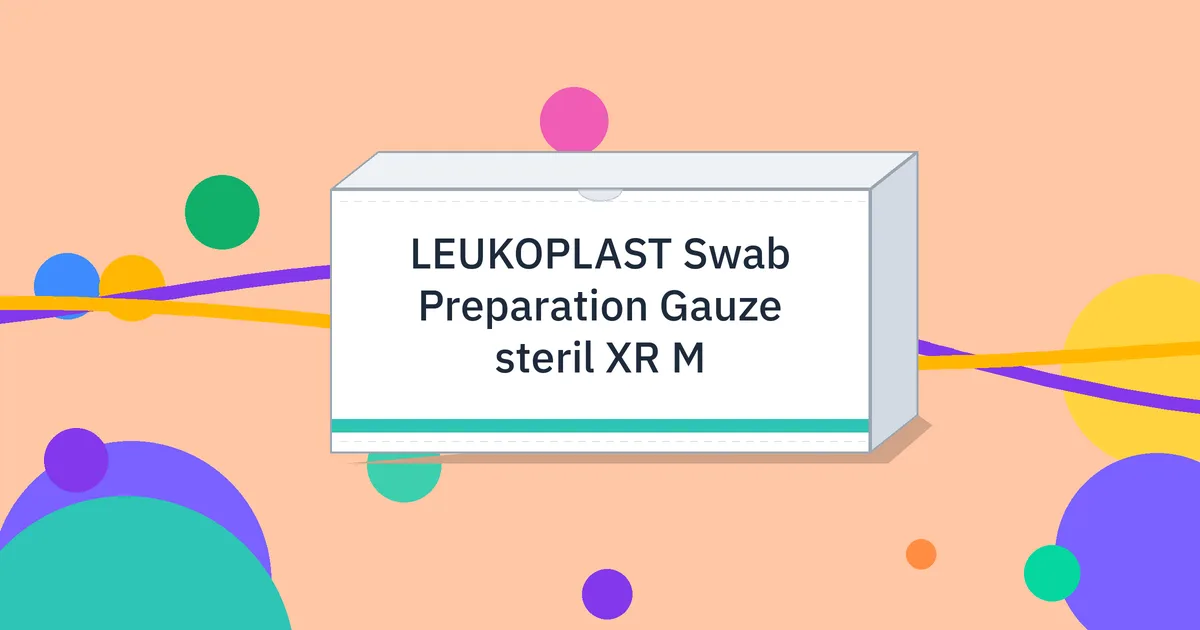Symbolbild: Packung mit der Aufschrift LEUKOPLAST Swab Preparation Gauze steril XR M (PZN 17208242) – Verfügbarkeit und Bezug in Apotheken in Frankfurt am Main