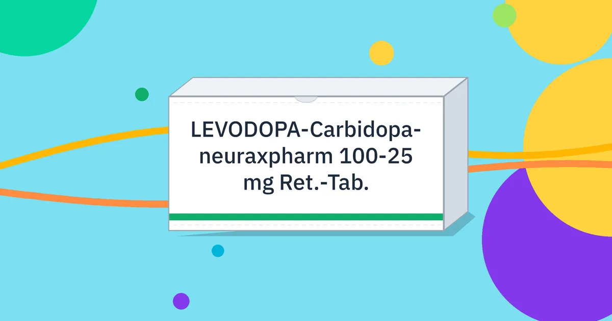 Symbolbild: Packung mit der Aufschrift LEVODOPA-Carbidopa-neuraxpharm 100-25 mg Ret.-Tab. (PZN 00772197) – Verfügbarkeit und Bezug in Apotheken in Frankfurt am Main