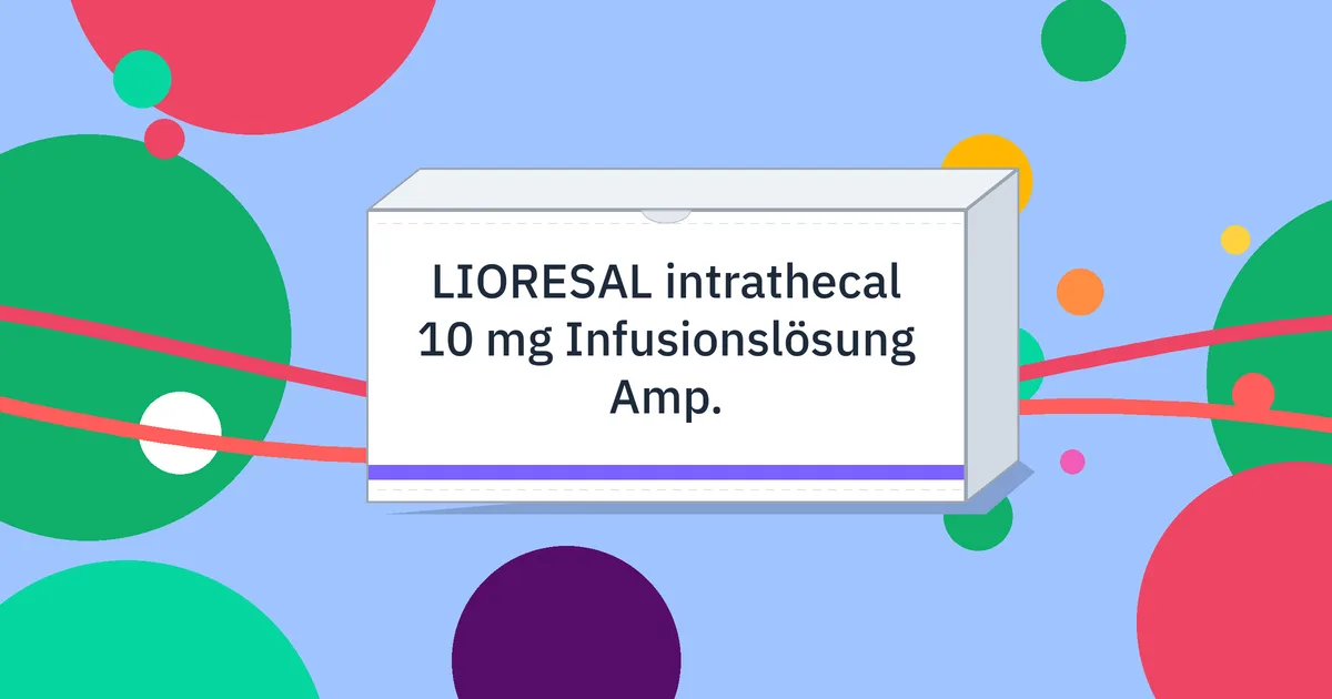 Symbolbild: Packung mit der Aufschrift LIORESAL intrathecal 10 mg Infusionslösung Amp. (PZN 04894023) – Verfügbarkeit und Bezug in Apotheken in Frankfurt am Main