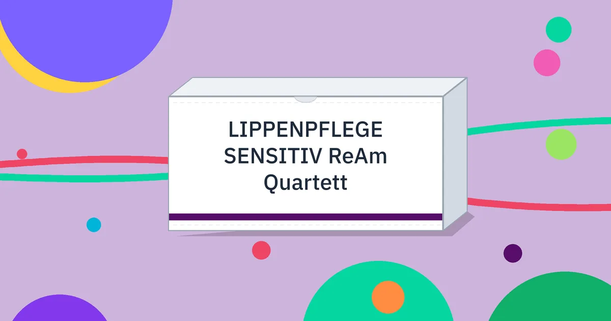Symbolbild: Packung mit der Aufschrift LIPPENPFLEGE SENSITIV ReAm Quartett (PZN 13887134) – Verfügbarkeit und Bezug in Apotheken in Frankfurt am Main