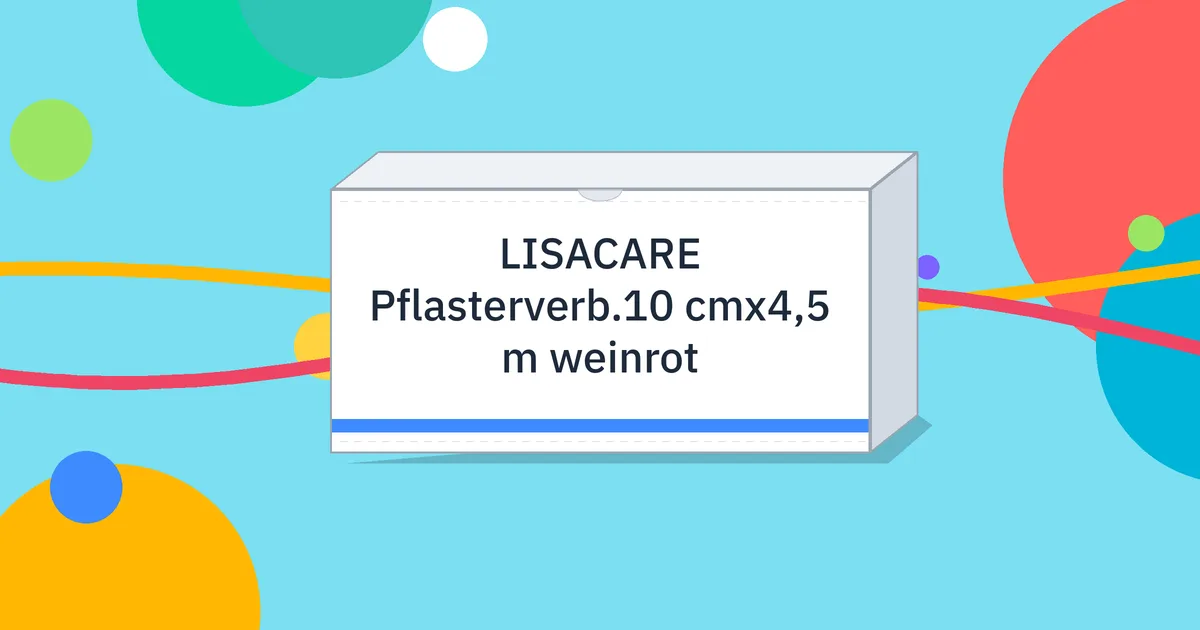 Symbolbild: Packung mit der Aufschrift LISACARE Pflasterverb.10 cmx4,5 m weinrot (PZN 17893226) – Verfügbarkeit und Bezug in Apotheken in Frankfurt am Main