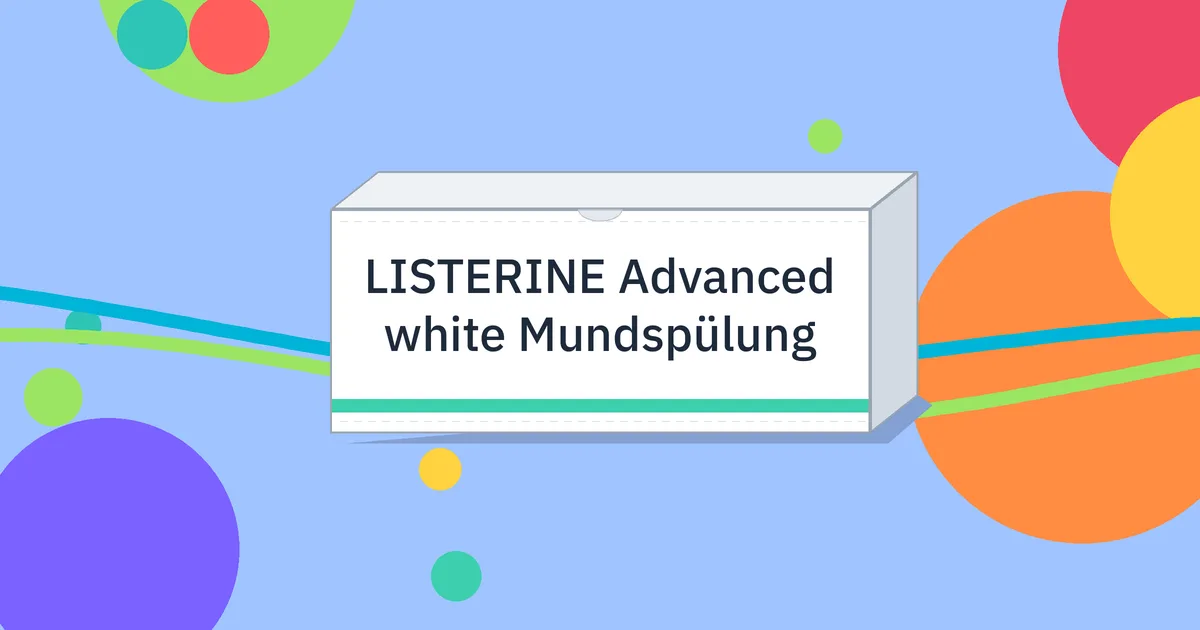 Symbolbild: Packung mit der Aufschrift LISTERINE Advanced white Mundspülung (PZN 16785606) – Verfügbarkeit und Bezug in Apotheken in Frankfurt am Main