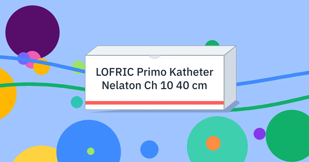 Symbolbild: Packung mit der Aufschrift LOFRIC Primo Katheter Nelaton Ch 10 40 cm (PZN 16672405) – Verfügbarkeit und Bezug in Apotheken in Frankfurt am Main
