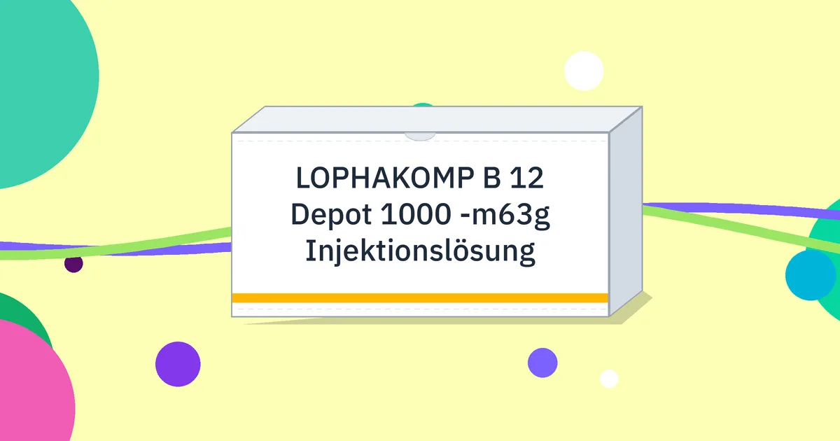 Symbolbild: Packung mit der Aufschrift LOPHAKOMP B 12 Depot 1000 -m63g Injektionslösung (PZN 04777984) – Verfügbarkeit und Bezug in Apotheken in Frankfurt am Main