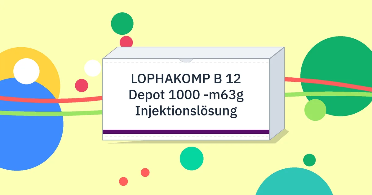 Symbolbild: Packung mit der Aufschrift LOPHAKOMP B 12 Depot 1000 -m63g Injektionslösung (PZN 01293292) – Verfügbarkeit und Bezug in Apotheken in Frankfurt am Main