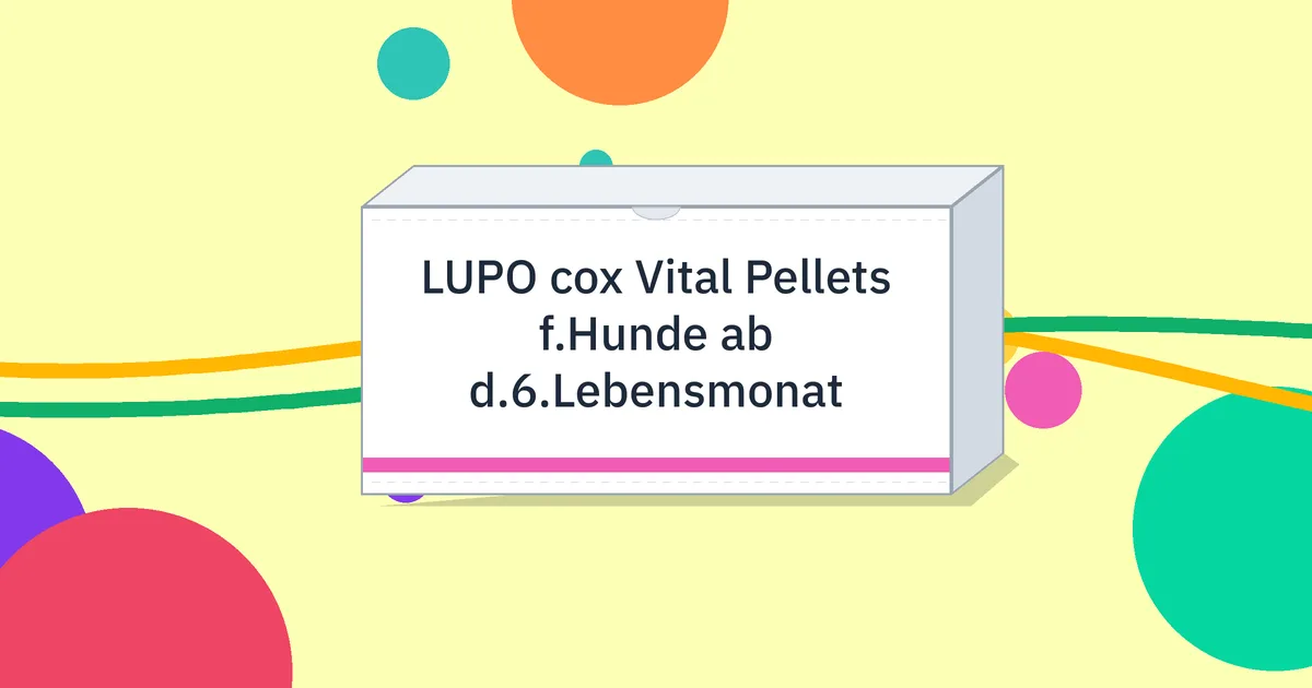 Symbolbild: Packung mit der Aufschrift LUPO cox Vital Pellets f.Hunde ab d.6.Lebensmonat (PZN 19252170) – Verfügbarkeit und Bezug in Apotheken in Frankfurt am Main