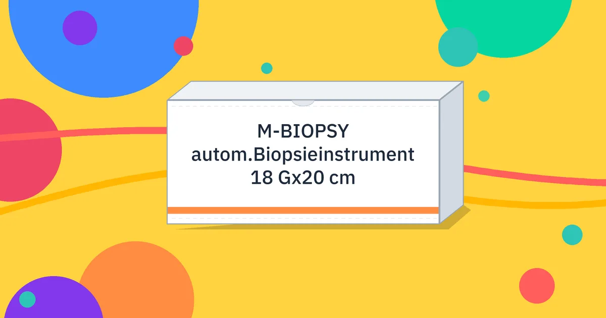 Symbolbild: Packung mit der Aufschrift M-BIOPSY autom.Biopsieinstrument 18 Gx20 cm (PZN 20326850) – Verfügbarkeit und Bezug in Apotheken in Frankfurt am Main