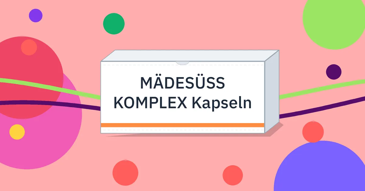 Symbolbild: Packung mit der Aufschrift MÄDESÜSS KOMPLEX Kapseln (PZN 14161511) – Verfügbarkeit und Bezug in Apotheken in Frankfurt am Main