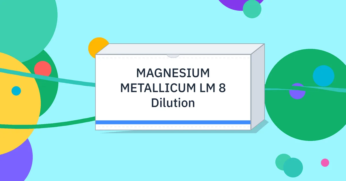 Symbolbild: Packung mit der Aufschrift MAGNESIUM METALLICUM LM 8 Dilution (PZN 12938332) – Verfügbarkeit und Bezug in Apotheken in Frankfurt am Main