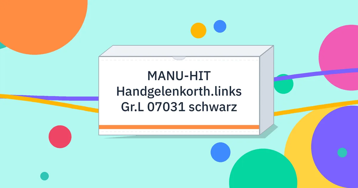 Symbolbild: Packung mit der Aufschrift MANU-HIT Handgelenkorth.links Gr.L 07031 schwarz (PZN 01578020) – Verfügbarkeit und Bezug in Apotheken in Frankfurt am Main