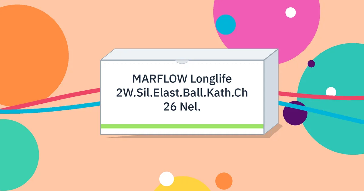 Symbolbild: Packung mit der Aufschrift MARFLOW Longlife 2W.Sil.Elast.Ball.Kath.Ch 26 Nel. (PZN 16531685) – Verfügbarkeit und Bezug in Apotheken in Frankfurt am Main