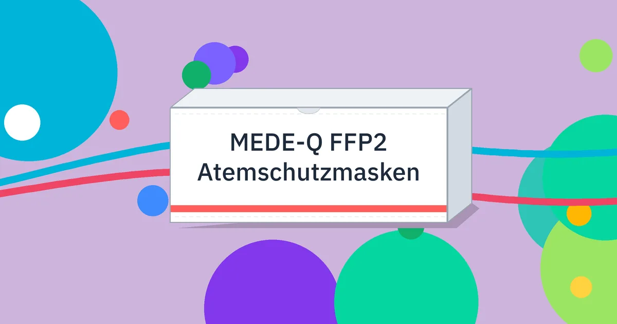 Symbolbild: Packung mit der Aufschrift MEDE-Q FFP2 Atemschutzmasken (PZN 17314955) – Verfügbarkeit und Bezug in Apotheken in Frankfurt am Main