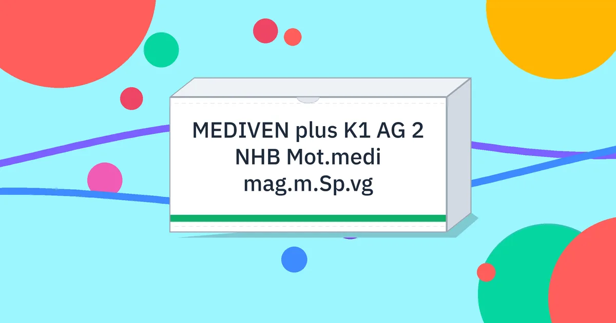 Symbolbild: Packung mit der Aufschrift MEDIVEN plus K1 AG 2 NHB Mot.medi mag.m.Sp.vg (PZN 15915739) – Verfügbarkeit und Bezug in Apotheken in Frankfurt am Main