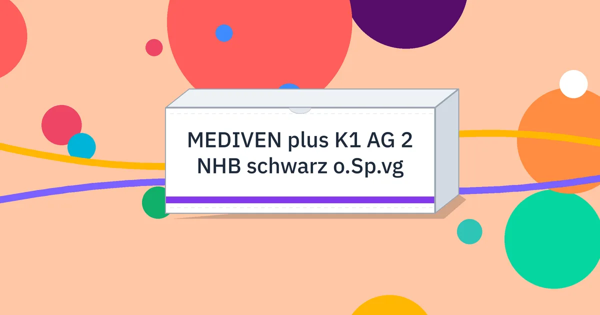 Symbolbild: Packung mit der Aufschrift MEDIVEN plus K1 AG 2 NHB schwarz o.Sp.vg (PZN 15922745) – Verfügbarkeit und Bezug in Apotheken in Frankfurt am Main