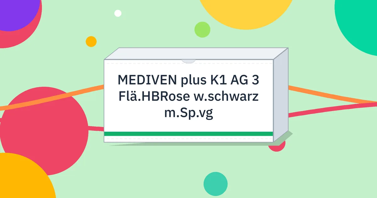 Symbolbild: Packung mit der Aufschrift MEDIVEN plus K1 AG 3 Flä.HBRose w.schwarz m.Sp.vg (PZN 15914906) – Verfügbarkeit und Bezug in Apotheken in Frankfurt am Main