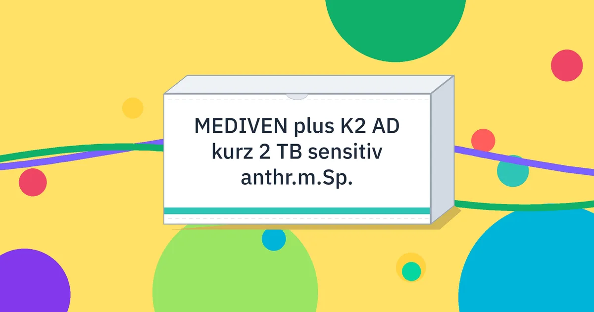 Symbolbild: Packung mit der Aufschrift MEDIVEN plus K2 AD kurz 2 TB sensitiv anthr.m.Sp. (PZN 15105897) – Verfügbarkeit und Bezug in Apotheken in Frankfurt am Main
