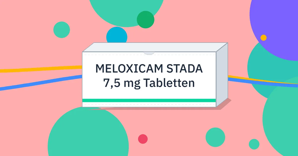 Symbolbild: Packung mit der Aufschrift MELOXICAM STADA 7,5 mg Tabletten (PZN 01079216) – Verfügbarkeit und Bezug in Apotheken in Frankfurt am Main