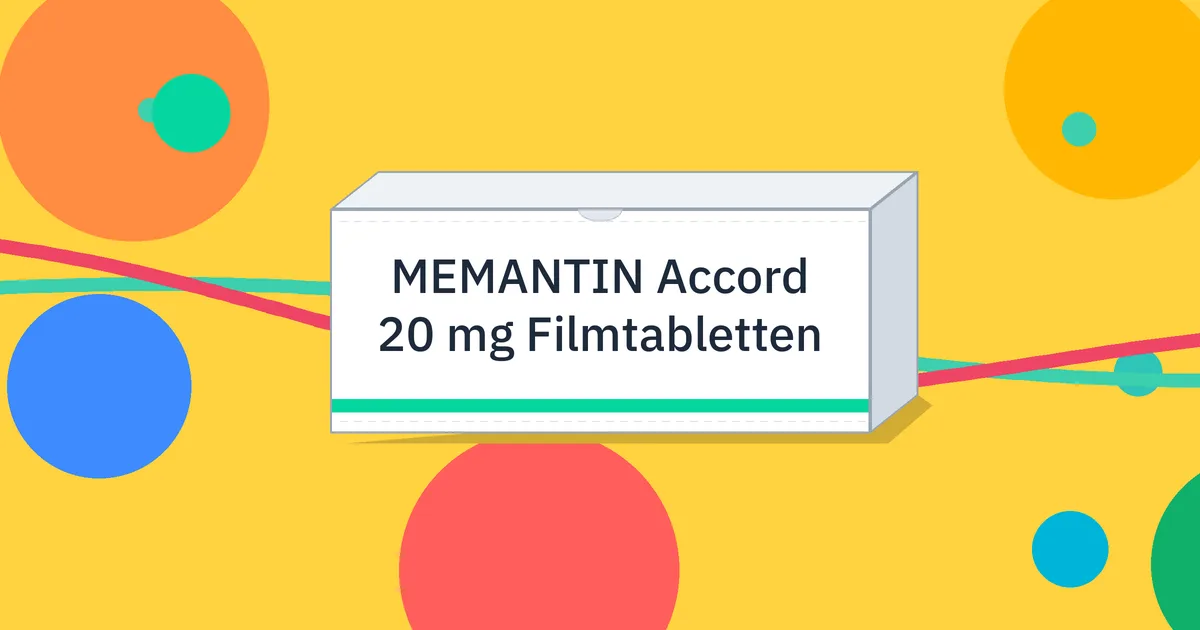 Symbolbild: Packung mit der Aufschrift MEMANTIN Accord 20 mg Filmtabletten (PZN 17604535) – Verfügbarkeit und Bezug in Apotheken in Frankfurt am Main