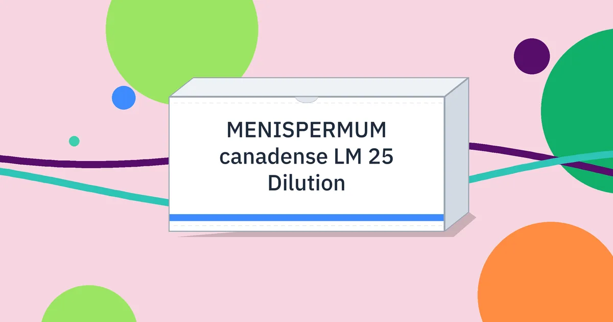 Symbolbild: Packung mit der Aufschrift MENISPERMUM canadense LM 25 Dilution (PZN 13603444) – Verfügbarkeit und Bezug in Apotheken in Frankfurt am Main