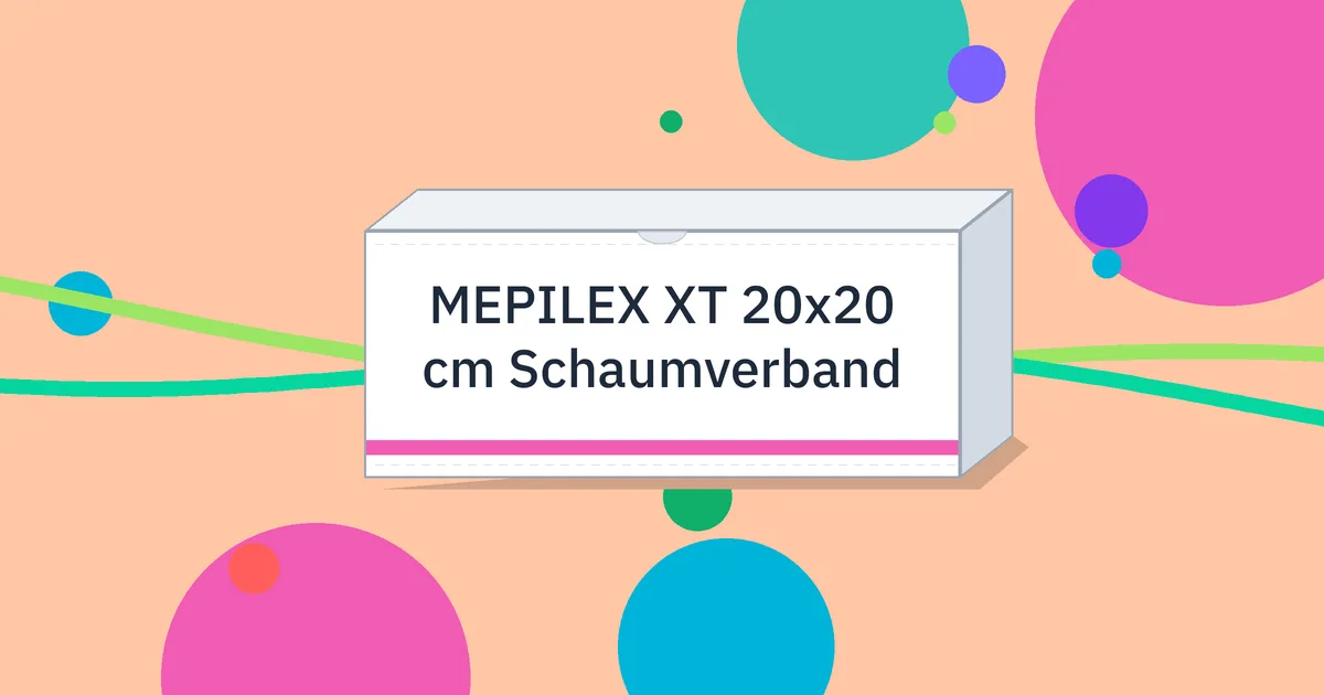 Symbolbild: Packung mit der Aufschrift MEPILEX XT 20x20 cm Schaumverband (PZN 18063277) – Verfügbarkeit und Bezug in Apotheken in Frankfurt am Main