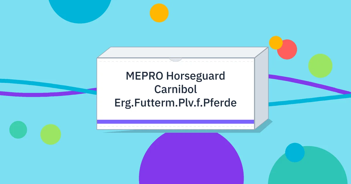 Symbolbild: Packung mit der Aufschrift MEPRO Horseguard Carnibol Erg.Futterm.Plv.f.Pferde (PZN 16893632) – Verfügbarkeit und Bezug in Apotheken in Frankfurt am Main