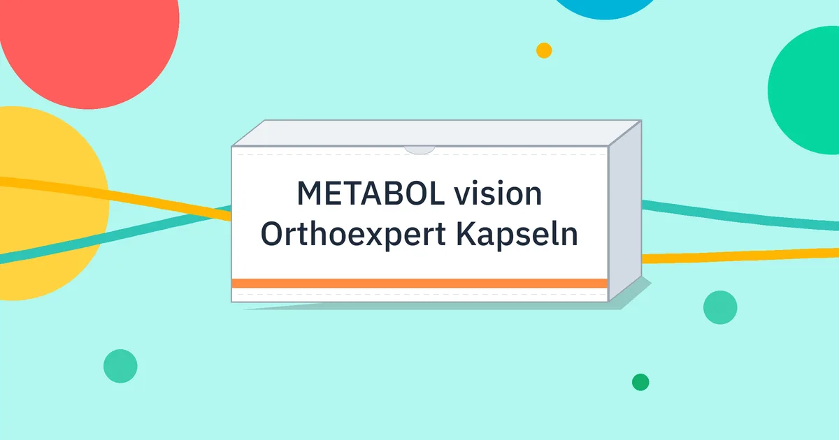 Symbolbild: Packung mit der Aufschrift METABOL vision Orthoexpert Kapseln (PZN 07745039) – Verfügbarkeit und Bezug in Apotheken in Frankfurt am Main