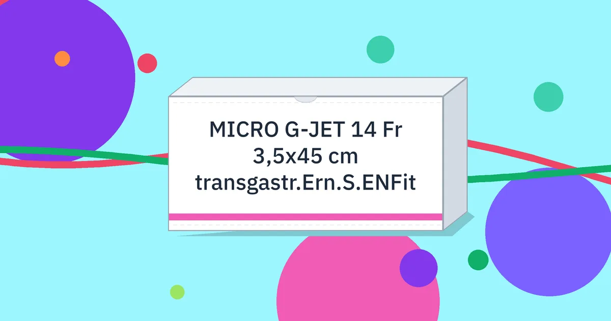 Symbolbild: Packung mit der Aufschrift MICRO G-JET 14 Fr 3,5x45 cm transgastr.Ern.S.ENFit (PZN 17818785) – Verfügbarkeit und Bezug in Apotheken in Frankfurt am Main