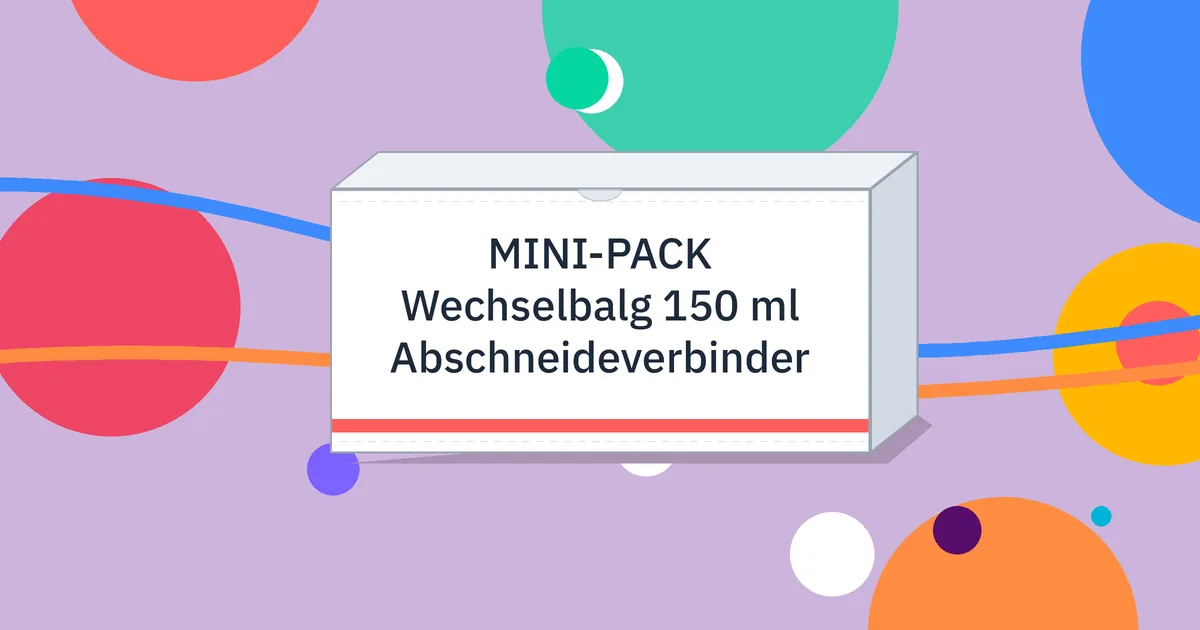 Symbolbild: Packung mit der Aufschrift MINI-PACK Wechselbalg 150 ml Abschneideverbinder (PZN 17486136) – Verfügbarkeit und Bezug in Apotheken in Frankfurt am Main