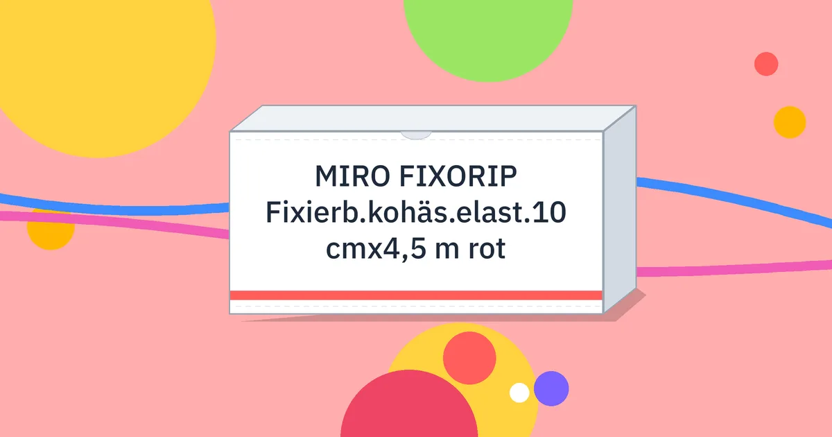 Symbolbild: Packung mit der Aufschrift MIRO FIXORIP Fixierb.kohäs.elast.10 cmx4,5 m rot (PZN 16796030) – Verfügbarkeit und Bezug in Apotheken in Frankfurt am Main