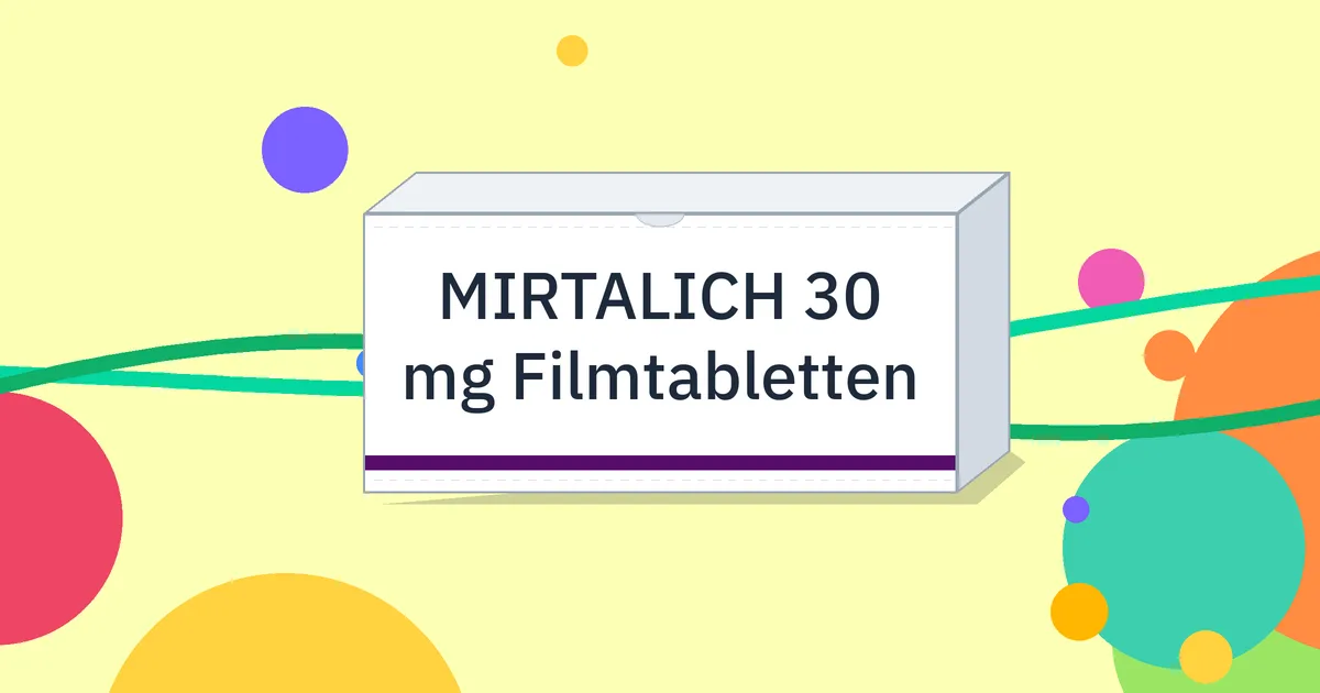 Symbolbild: Packung mit der Aufschrift MIRTALICH 30 mg Filmtabletten (PZN 02817685) – Verfügbarkeit und Bezug in Apotheken in Frankfurt am Main