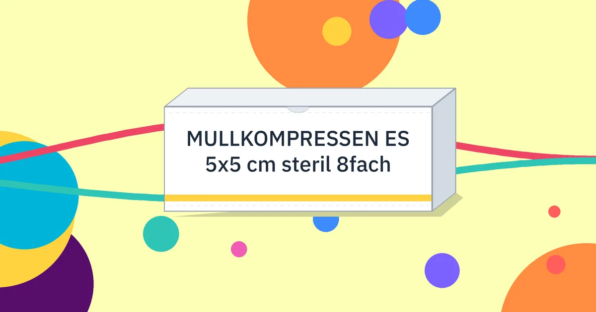 Symbolbild: Packung mit der Aufschrift MULLKOMPRESSEN ES 5x5 cm steril 8fach (PZN 06192153) – Verfügbarkeit und Bezug in Apotheken in Frankfurt am Main