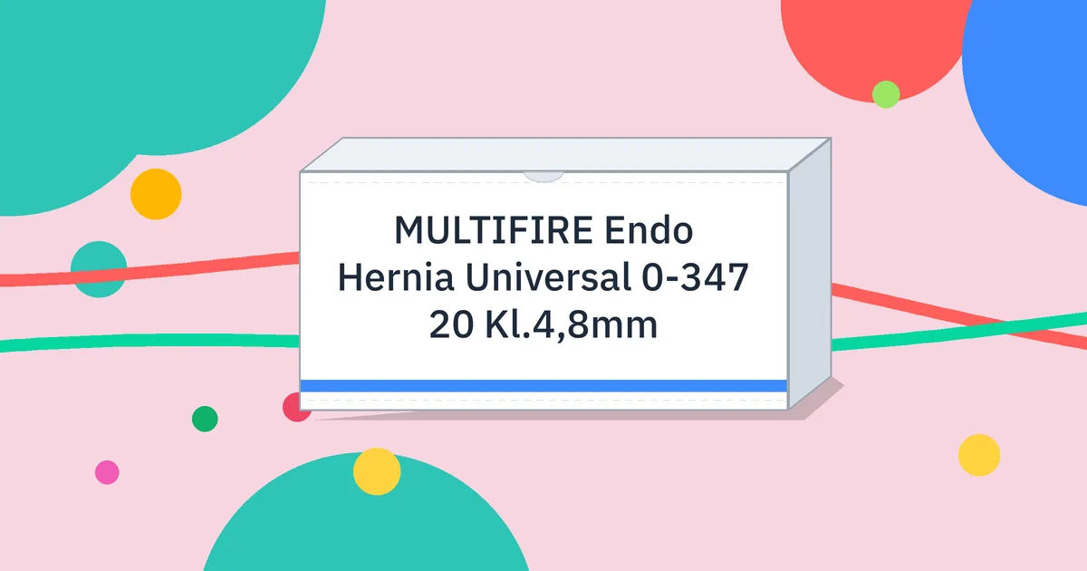 Symbolbild: Packung mit der Aufschrift MULTIFIRE Endo Hernia Universal 0-347 20 Kl.4,8mm (PZN 18258041) – Verfügbarkeit und Bezug in Apotheken in Frankfurt am Main