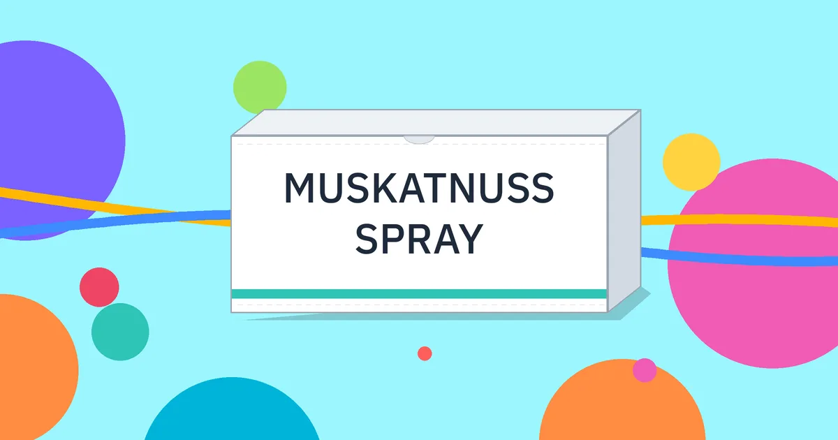 Symbolbild: Packung mit der Aufschrift MUSKATNUSS SPRAY (PZN 11873926) – Verfügbarkeit und Bezug in Apotheken in Frankfurt am Main