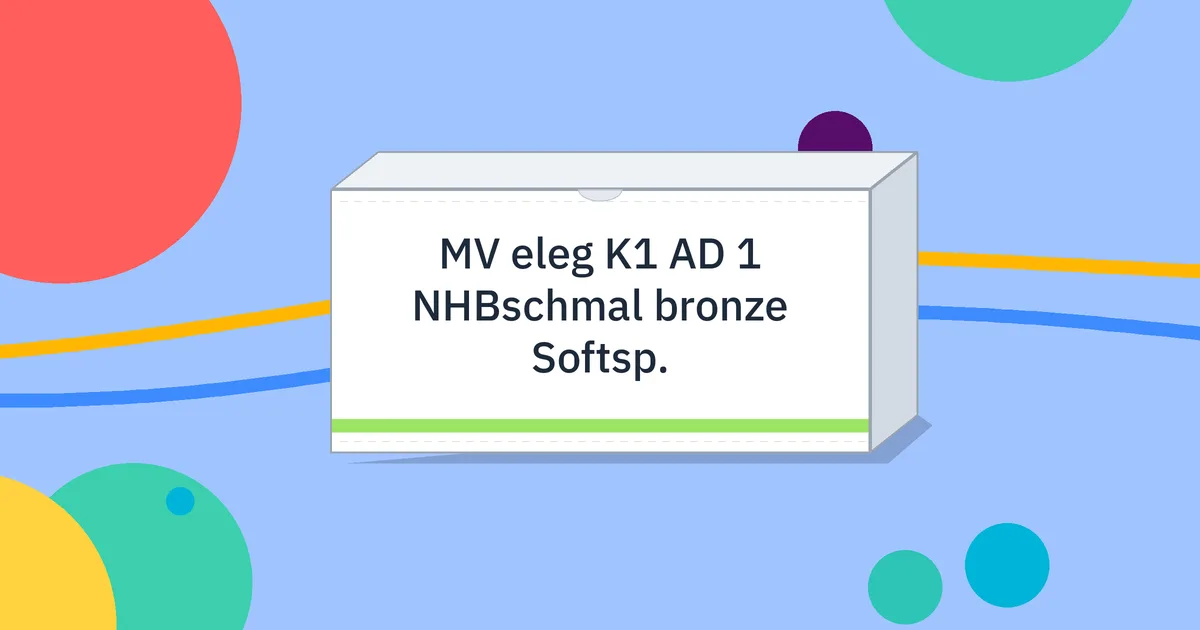 Symbolbild: Packung mit der Aufschrift MV eleg K1 AD 1 NHBschmal bronze Softsp. (PZN 15673822) – Verfügbarkeit und Bezug in Apotheken in Frankfurt am Main
